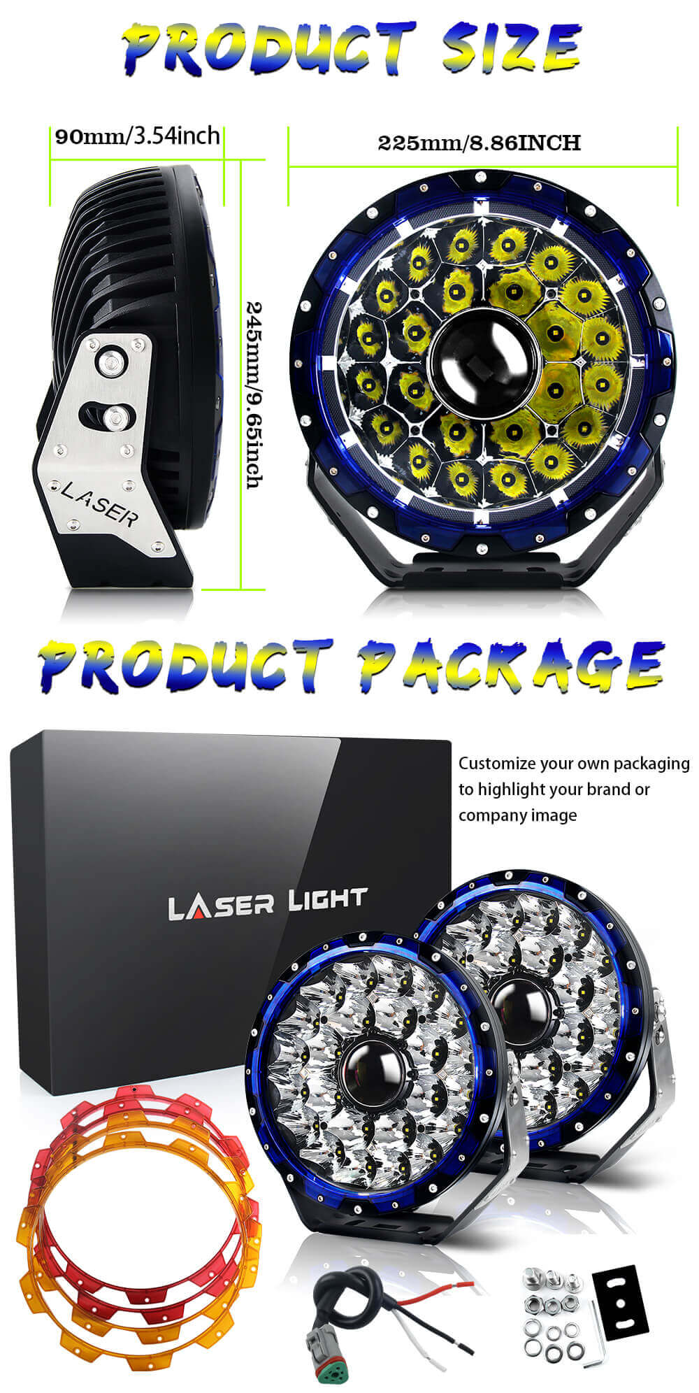 9 inch Laser Driving Light Three-color shell JG-L090 from China ...