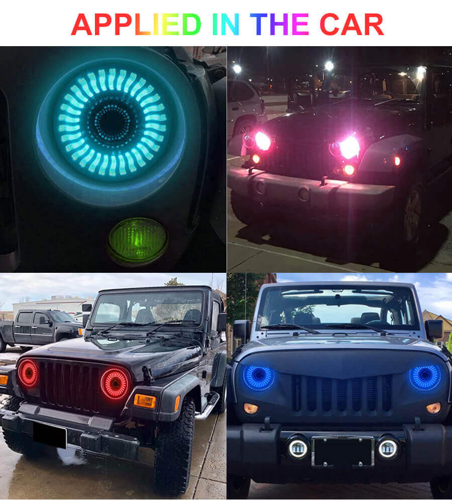 Daymaker 7 Inch Petal RGB Halo Angel Eyes Jeep Headlight JG-J008 from ...